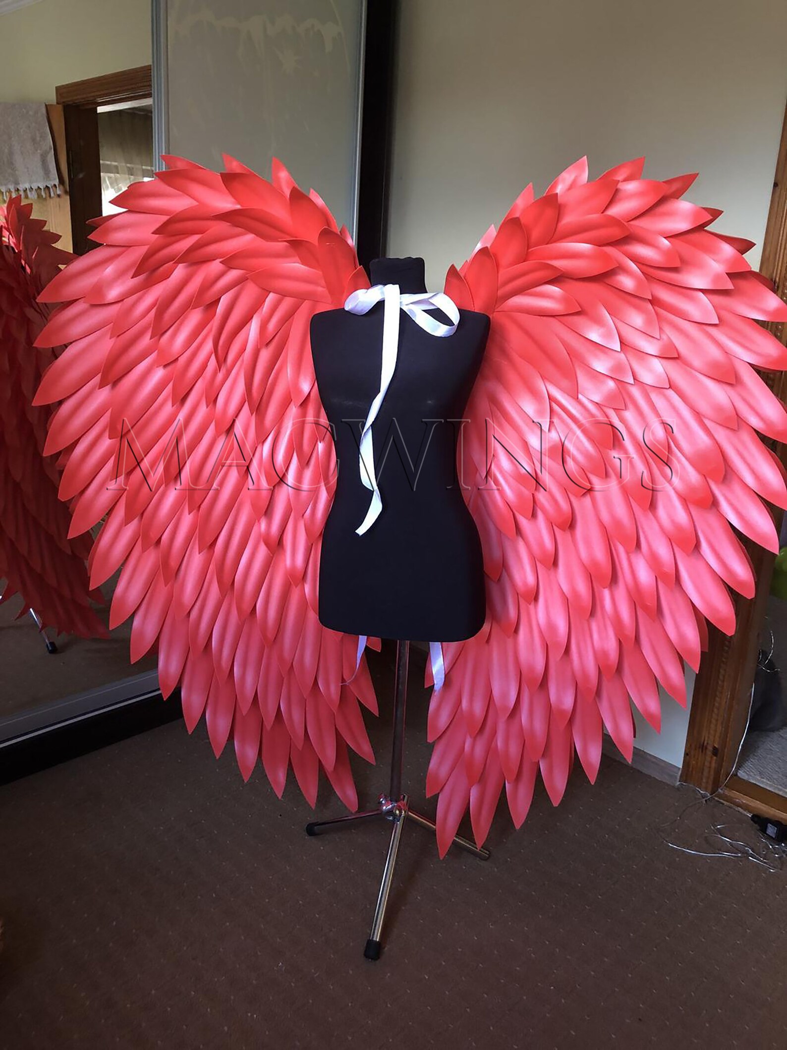 Red angel wings Red wings Wedding wings Big red heart | Etsy