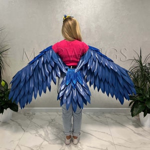 Blue Macaw Costume Wings and Tail, Adult Blue Bird Wings for Dance ...