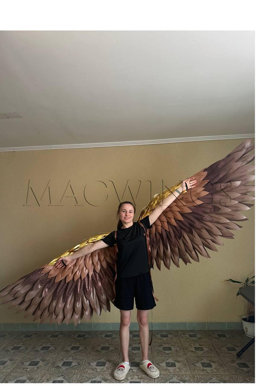 Movable Brown Wings Costume Eagle Cosplay Adult Bird Wings Halloween ...