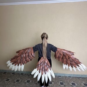 Barn Owl Arm Wings Brown Bird Costume Cosplay Movable Bird Wings for ...