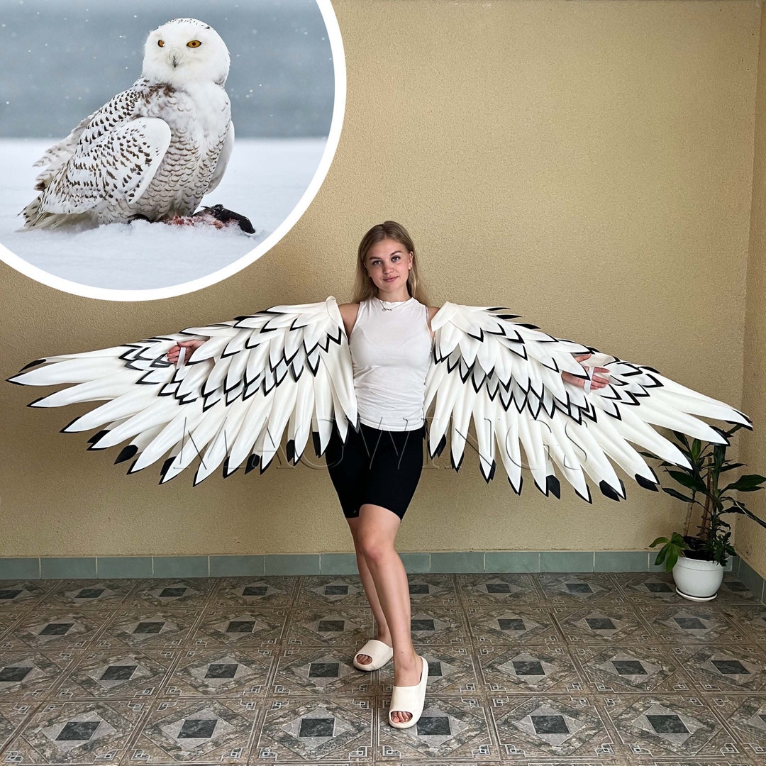 Snow Owl Wings White Bird Costume Cosplay Moveable White Owl Halloween ...