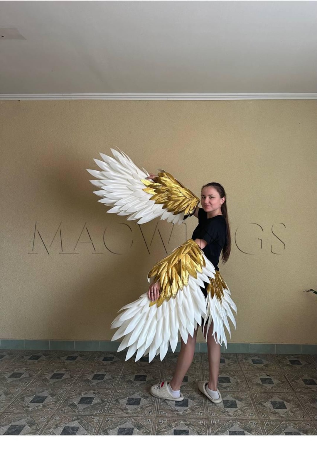 White Bird Wings and Tail, White and Gold Costume, Costume Wings for ...
