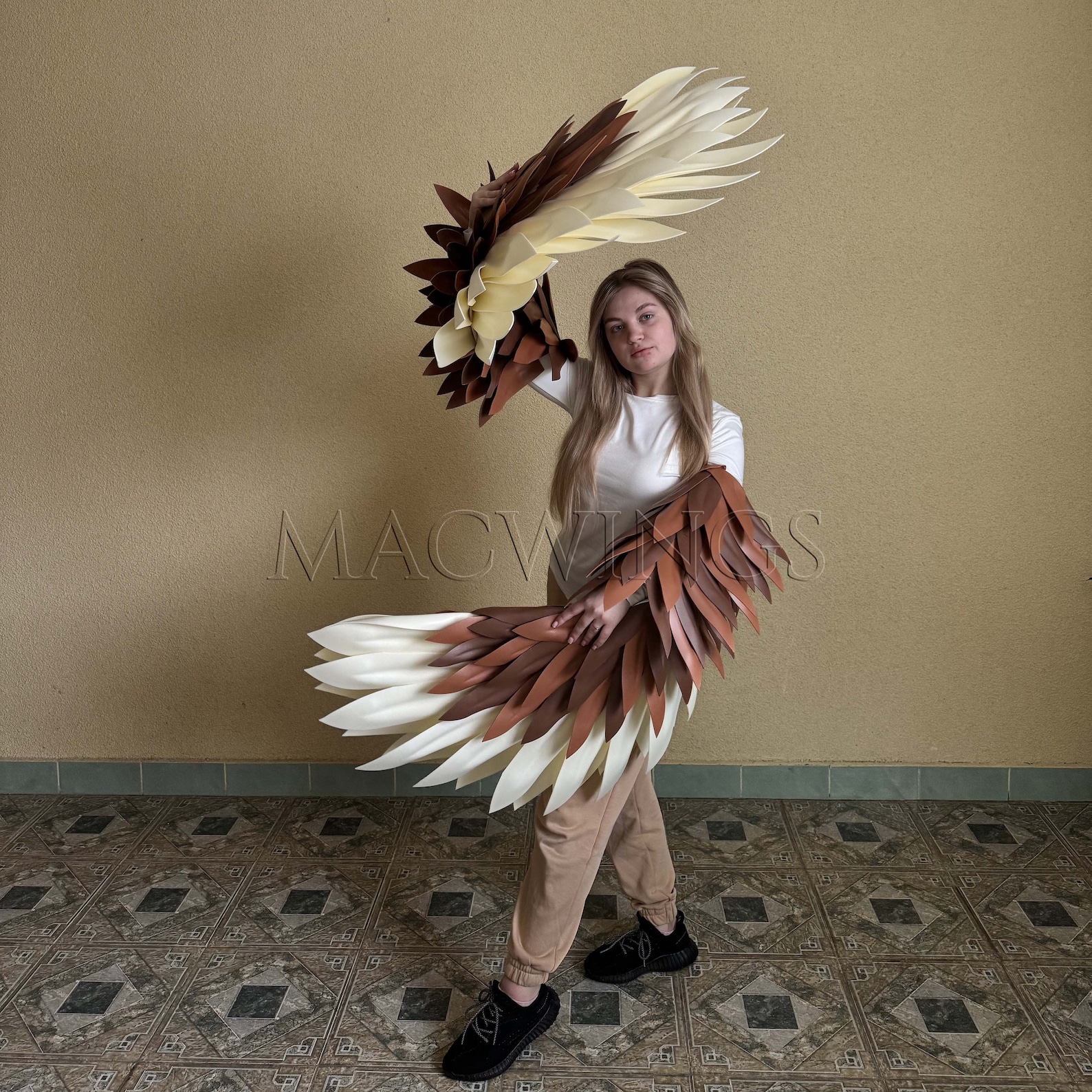 Barn Owl Arm Wings Brown Bird Costume Cosplay Movable Bird Wings for ...