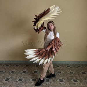 Barn Owl Arm Wings Brown Bird Costume Cosplay Movable Bird Wings for ...