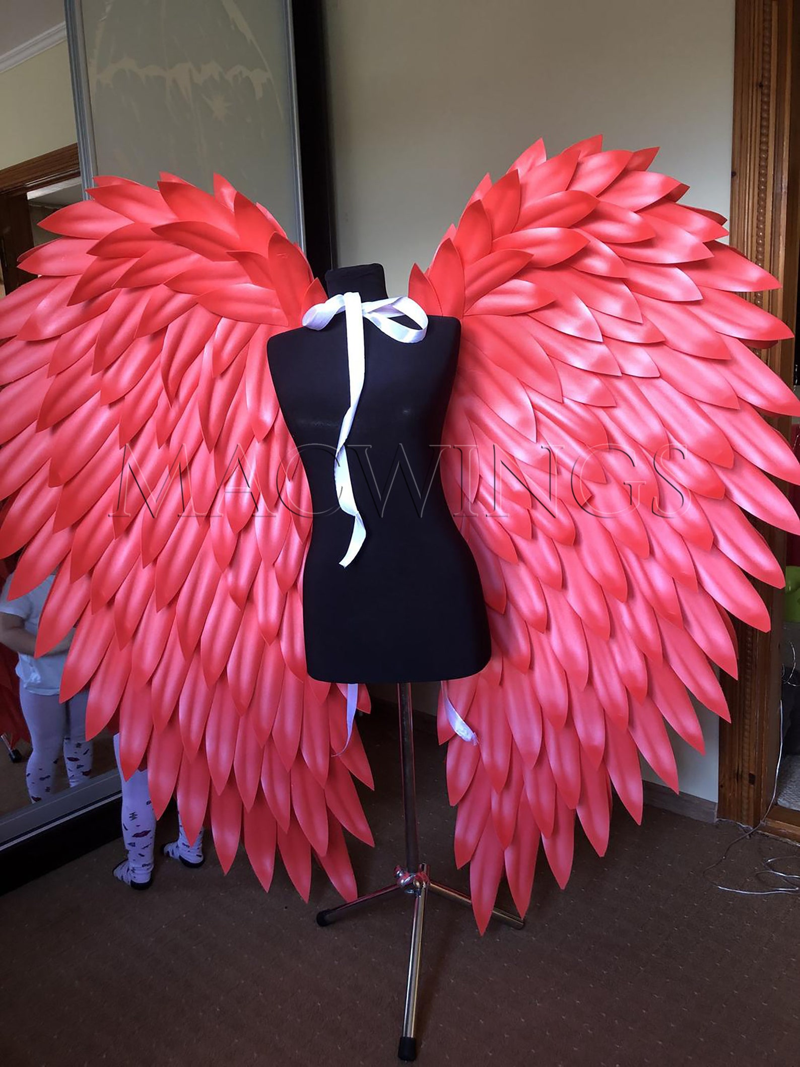 Red angel wings Red wings Wedding wings Big red heart | Etsy