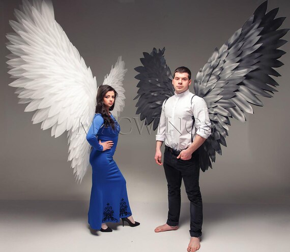 Alas extra grandes Alas de ángel blanco Alas negras Alas - Etsy México