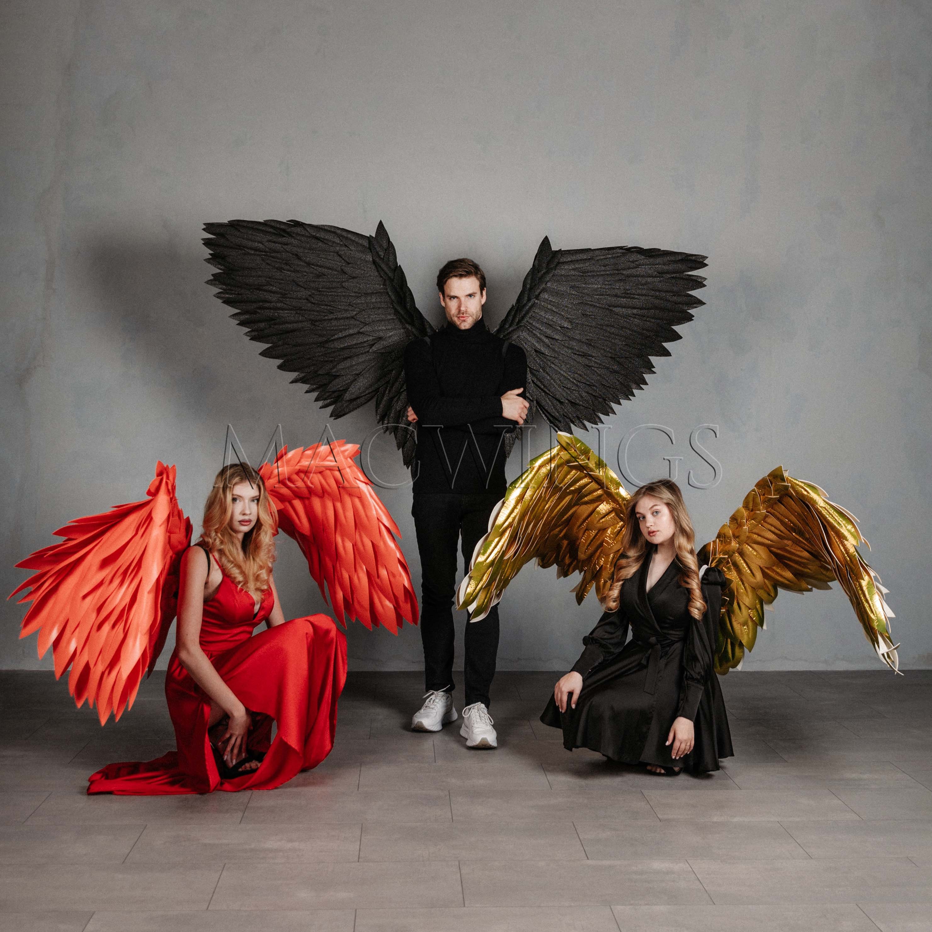 Extra Large Wings Costume Cosplay Fallen Angel Big Angel Wings Adult Halloween Costume Demon Lucifer Devil Photo Prop Cosplay Black Red Gold