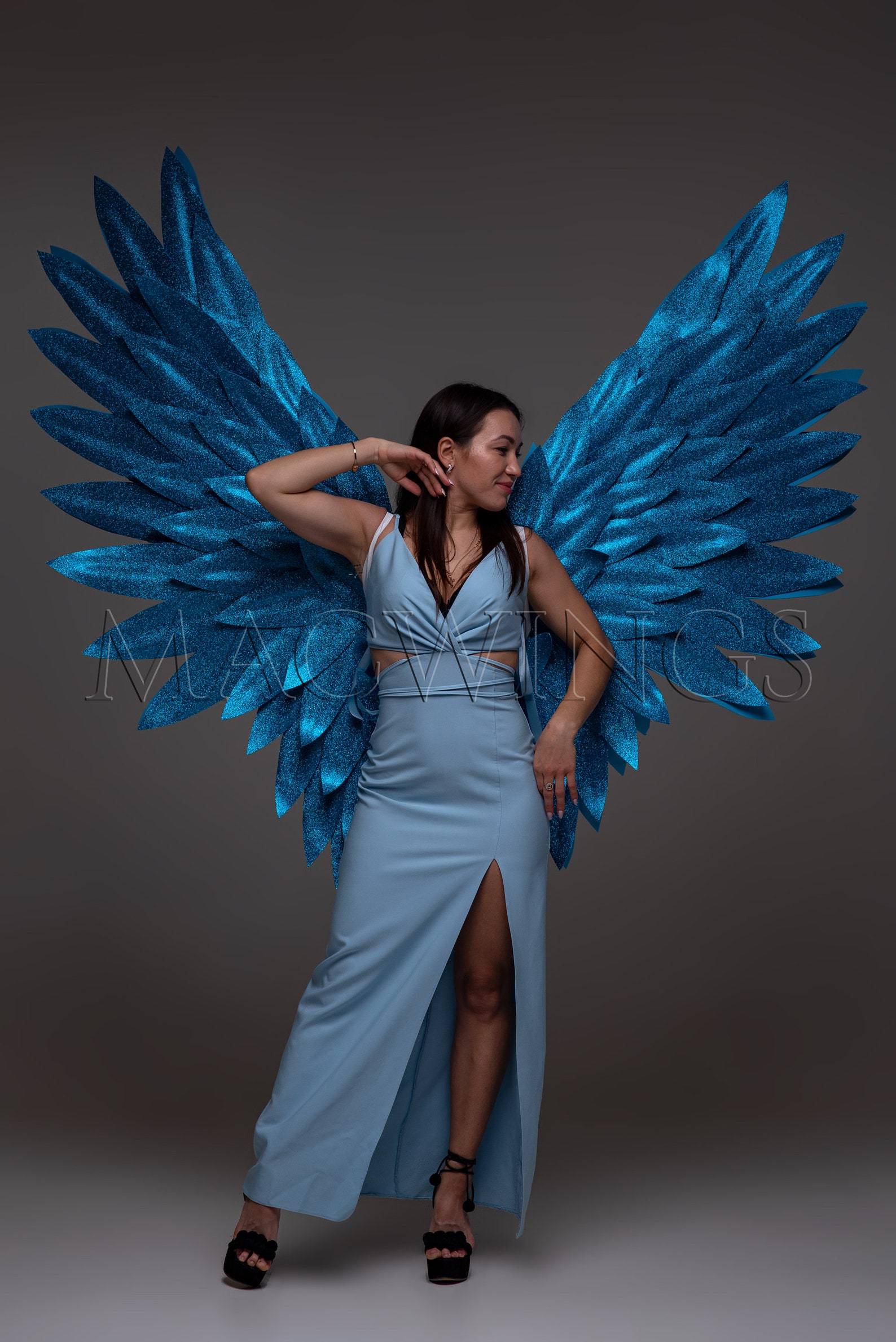 Light Blue Glitter Wings, Extra Large Wings, Angel Wings Cosplay, Shiny ...