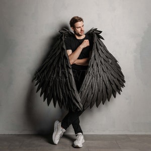 Movable Black Wings, Devil Wings, Fallen Angel Costume Flexible Wings ...