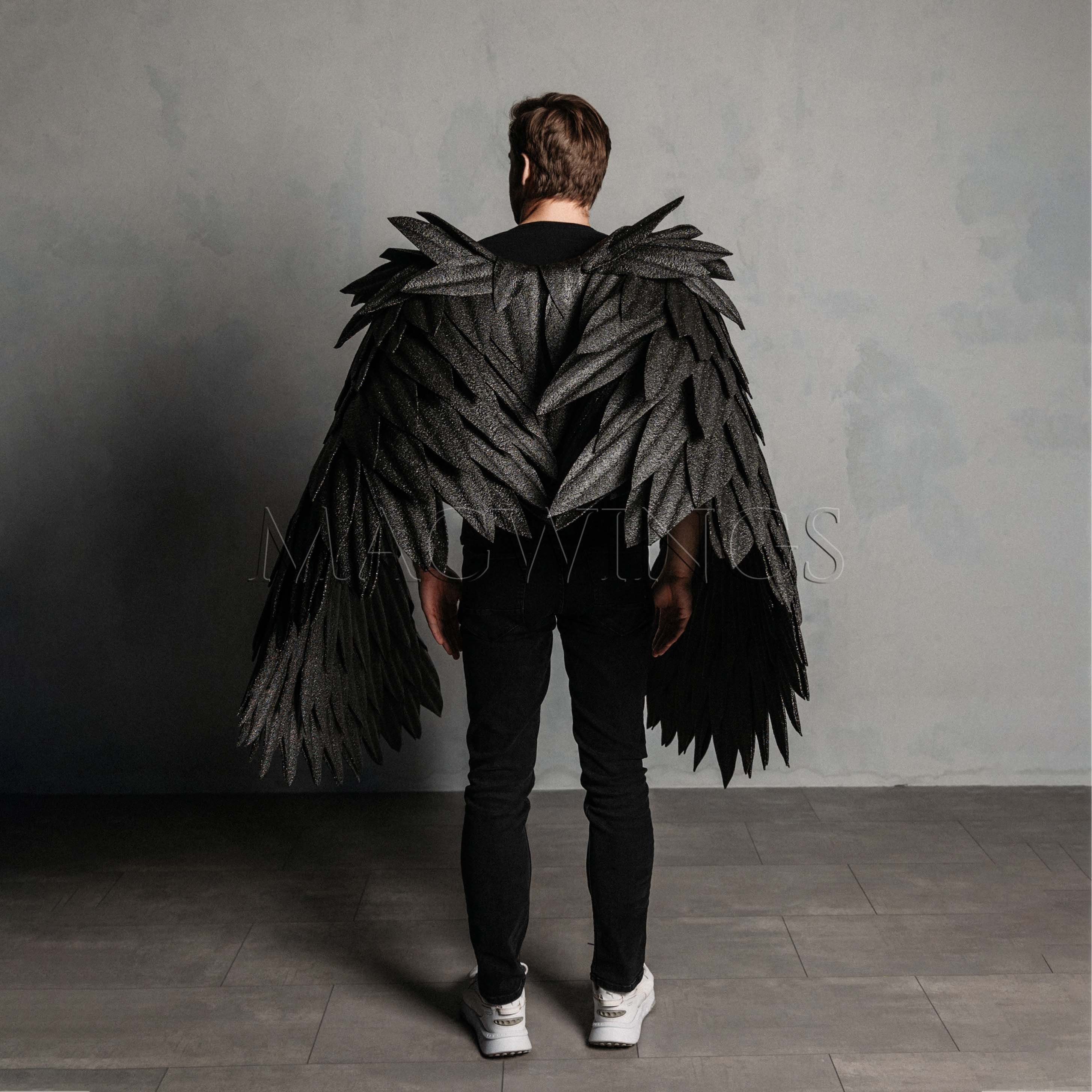 Moveable Black Bird Wings Costume Dark Angel Fallen Angel Cosplay ...