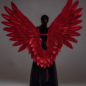 Red Glitter Wings, Large Wings, Angel Wings Cosplay, Sparkle Wings ...