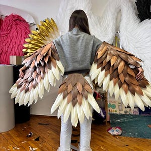 Barn Owl Arm Wings Brown Bird Costume Cosplay Movable Bird Wings for ...