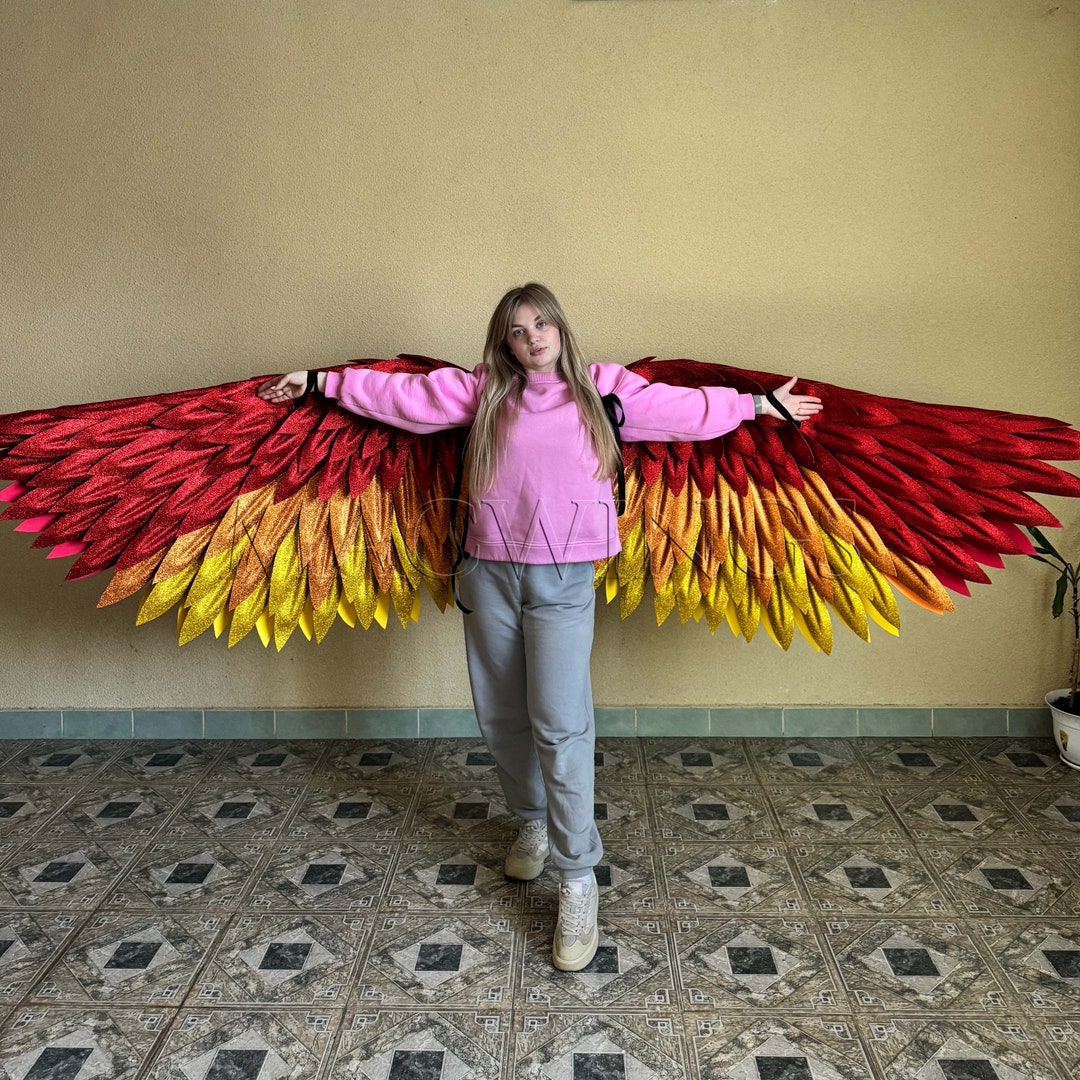 Shiny Phoenix Wings Costume Cosplay Moveable Phoenix Wings Adult Fire ...