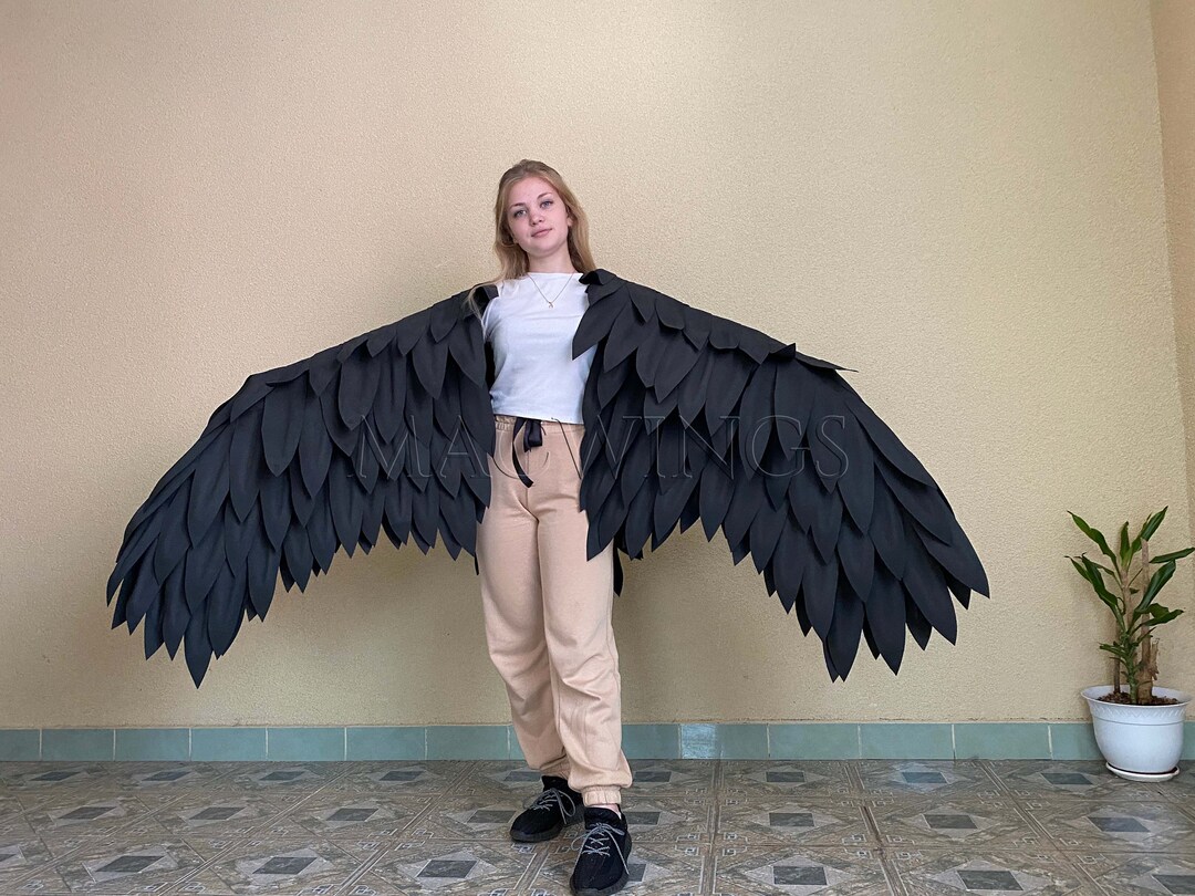 Black Wings and Tail Bird Wings for Arms Crow Costume Black - Etsy
