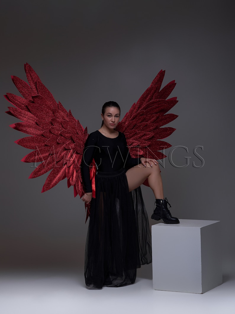 Red Glitter Wings Large Wings Angel Wings Cosplay Sparkle - Etsy