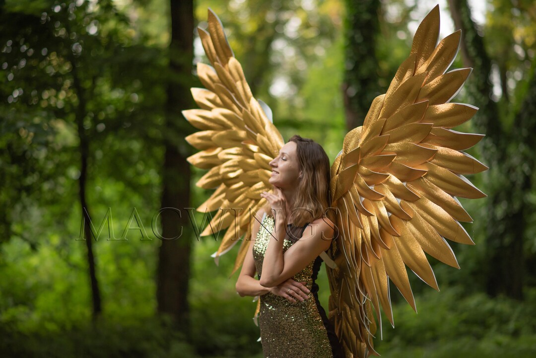 Gold Wings, Large Wings, Angel Wings Cosplay, Cosplay Wings, Halloween Party Costume, Angel ...