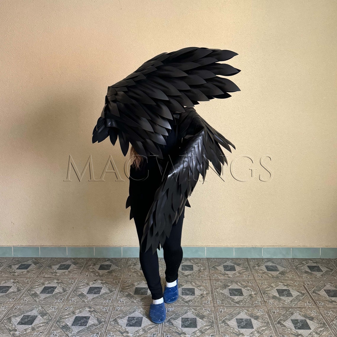 Black Wings and Tail, Bird Wings for Arms, Crow Costume, Black Bird ...