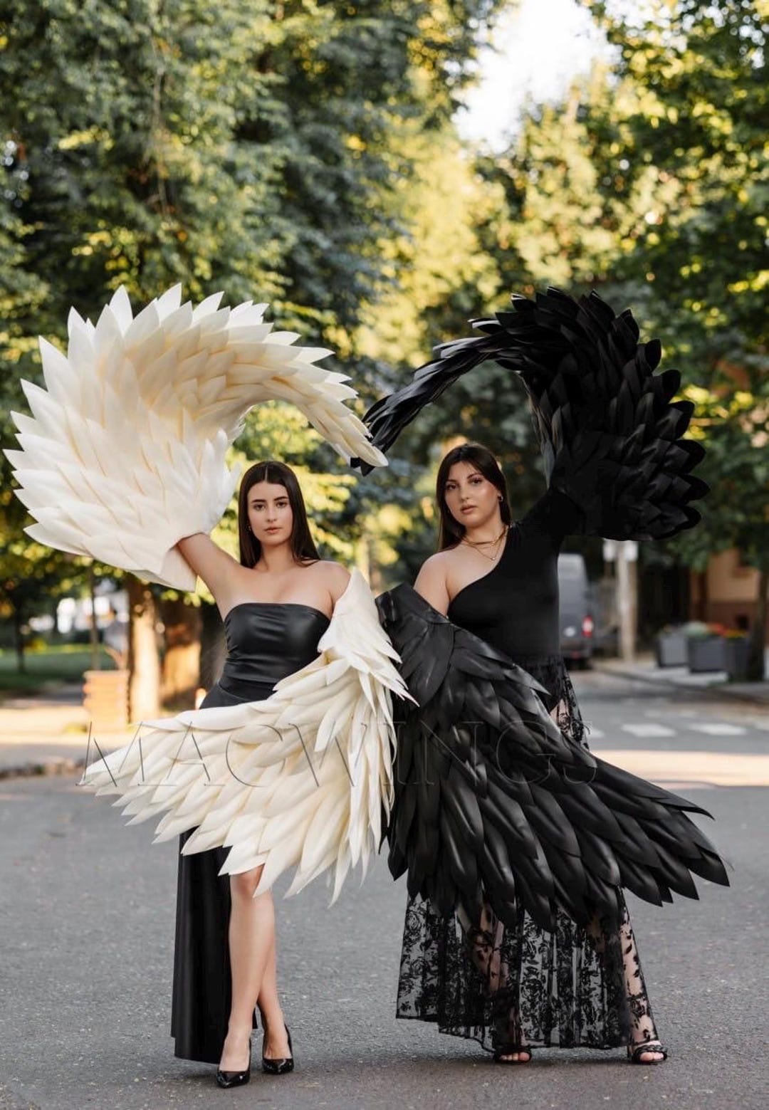 Black and White Bird Wings, Bird Wings for Arms, Black Bird Costume ...