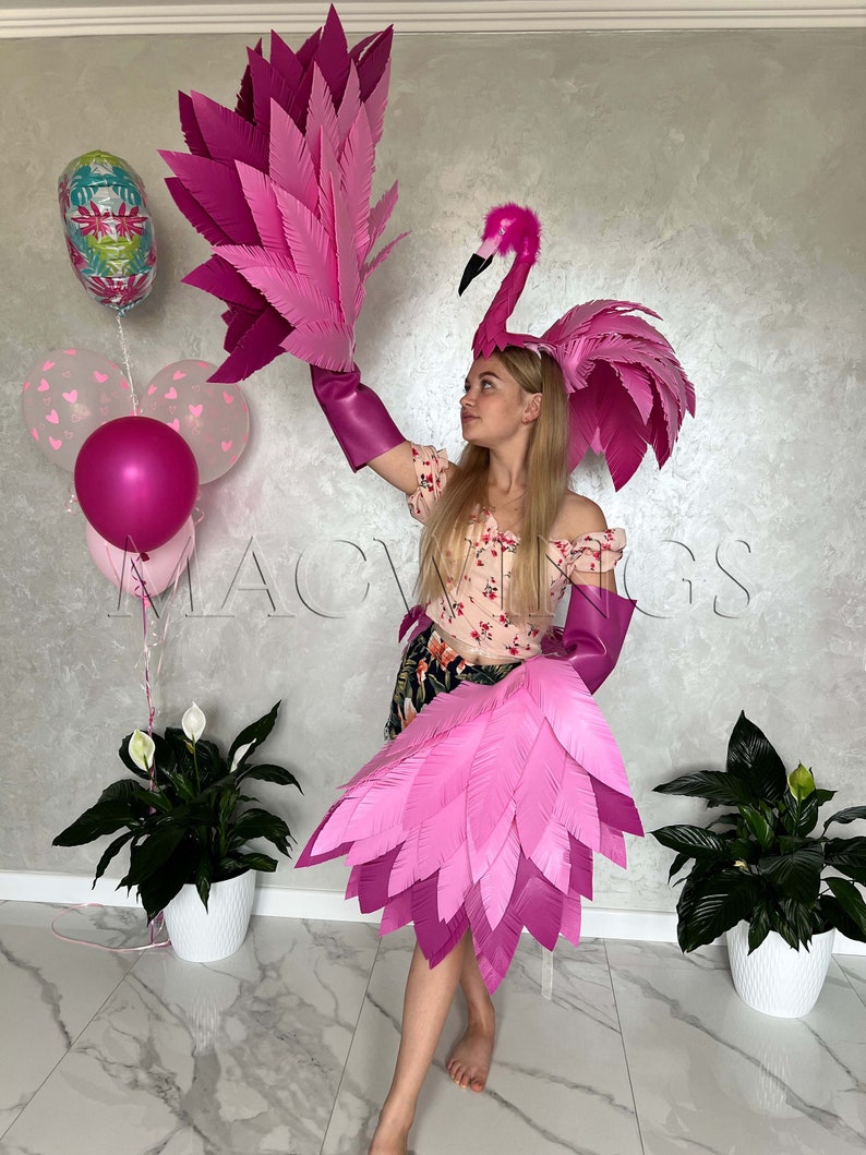 Pink Flamingo Costume Headpiece Arm Wings and Tail - Etsy