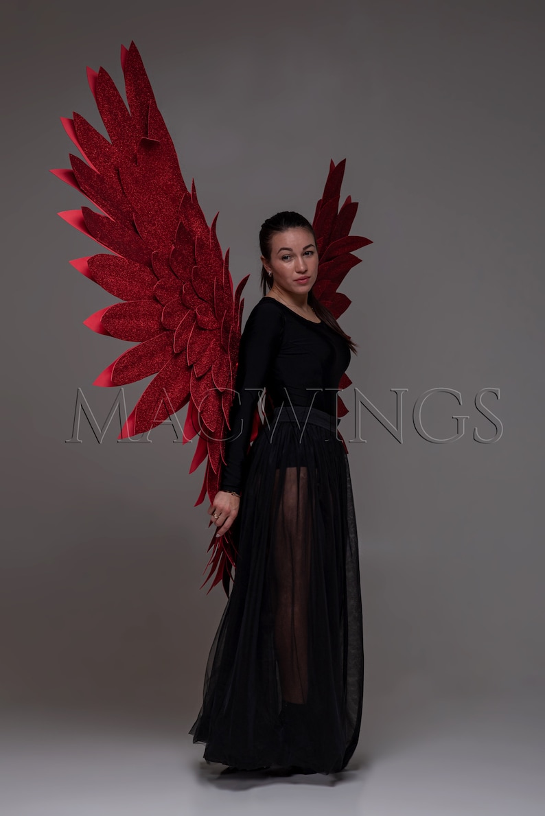 Red Glitter Wings, Large Wings, Angel Wings Cosplay, Sparkle Wings ...