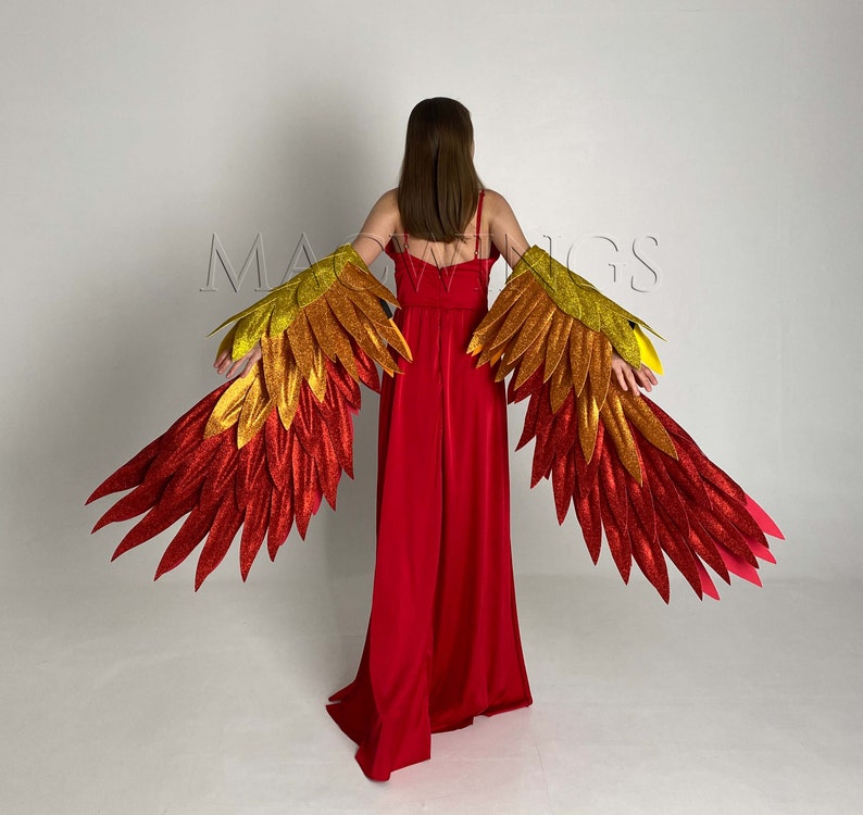 Shiny Red Arm Wings, Red Wings, Wings for Dance Cosplay Prop, Glitter ...