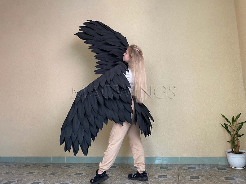 Black Wings and Tail Bird Wings for Arms Crow Costume Black - Etsy