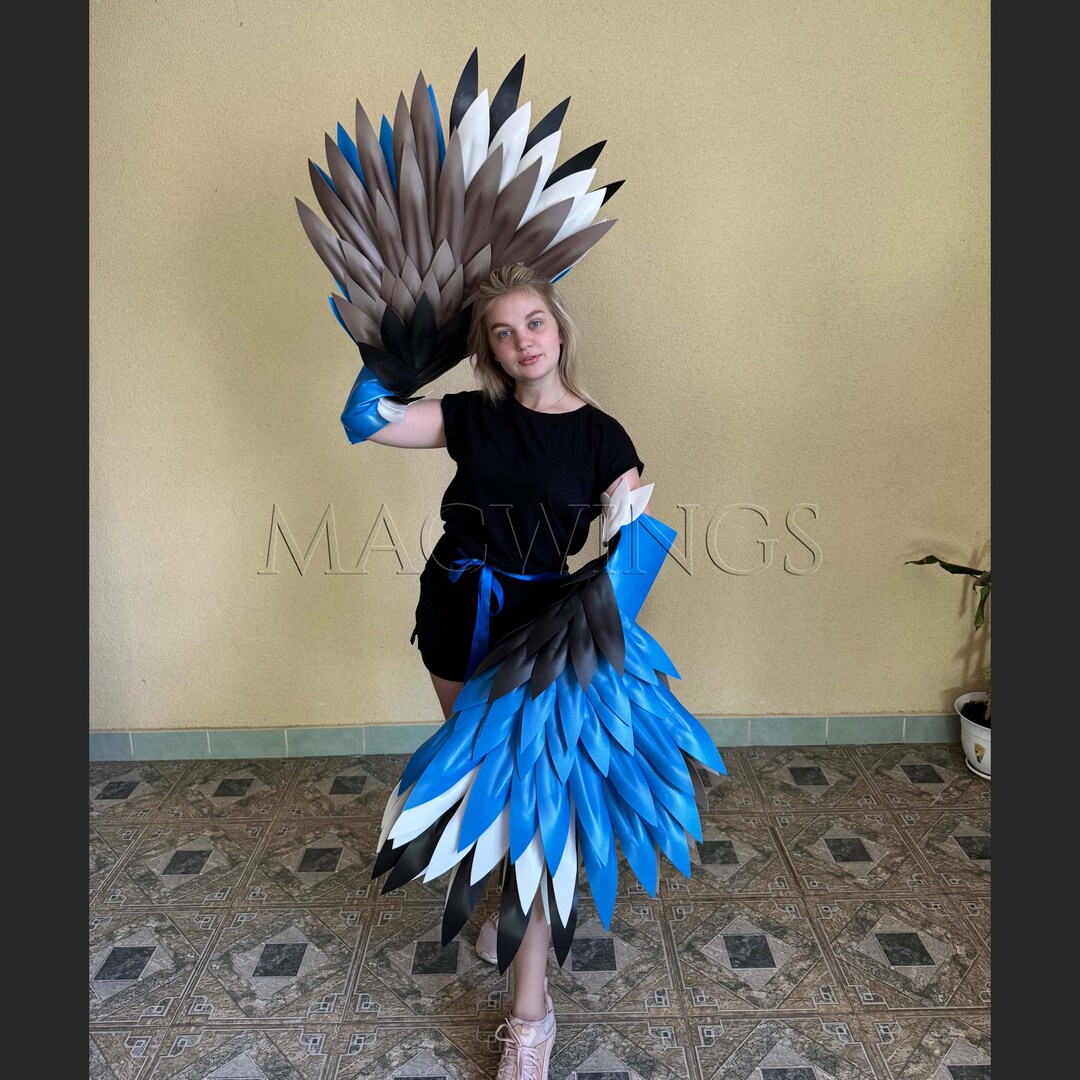 Magpie Costume Wings and Tail Blue Bird Wings Arm Wings and Tail Magpie ...