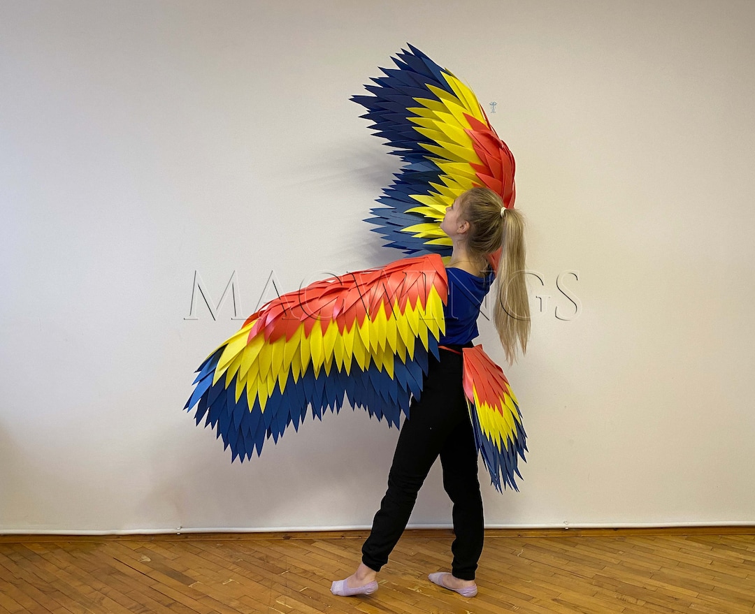 Macaw Costume Wings and Tail, Parrot Wings Costume, Ara Parrot Costume ...