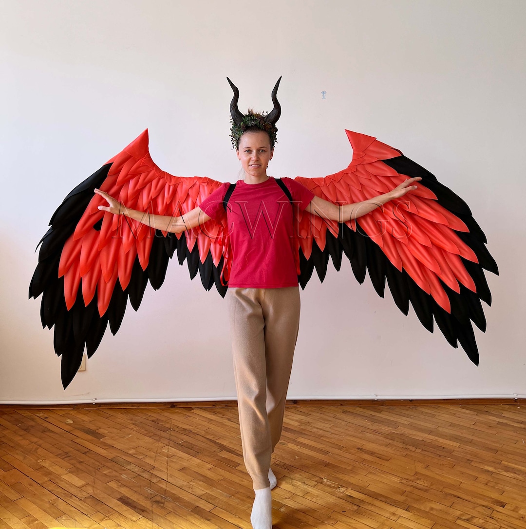 Movable Lucifer Wings, Red Wings, Demon Wings, Devil Costume, Fallen ...