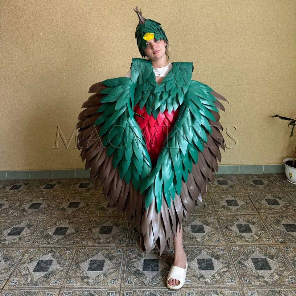 Quetzal Costume Wings Tail Jacket Bird Costume Quetzal Wings Green ...