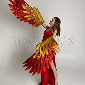 Shiny Red Arm Wings, Red Wings, Wings for Dance Cosplay Prop, Glitter ...