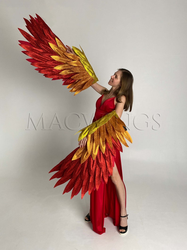 Shiny Red Arm Wings, Red Wings, Wings for Dance Cosplay Prop, Glitter ...