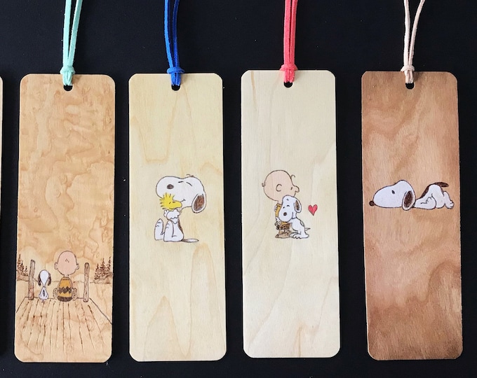 Charlie Brown and Snoopy Bookmarks | Handmade Burned Wood Bookmark ...
