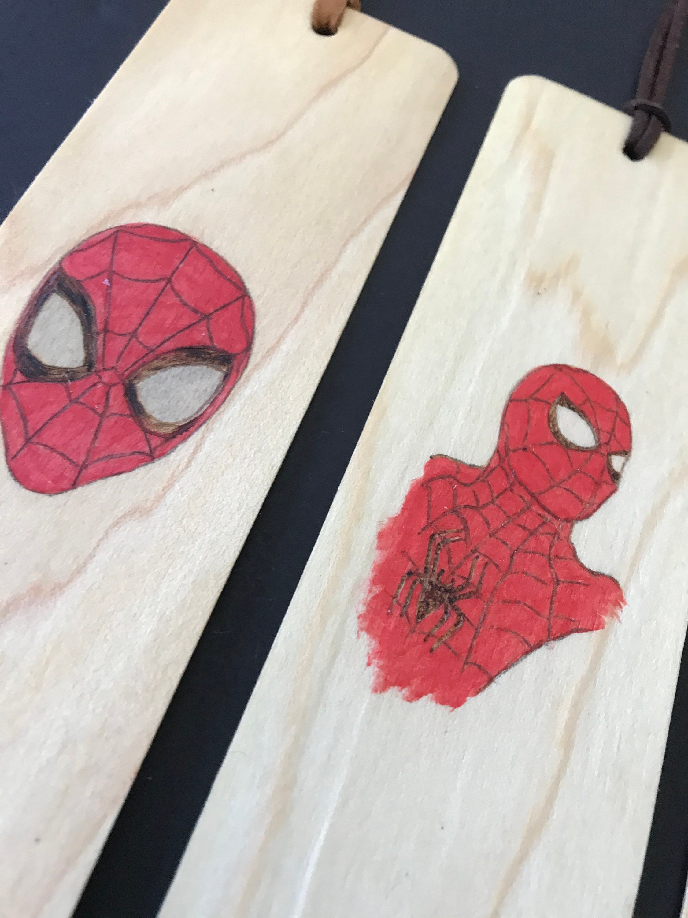 Spiderman Bookmark Handmade Burned Wood Bookmark Spiderman - Etsy
