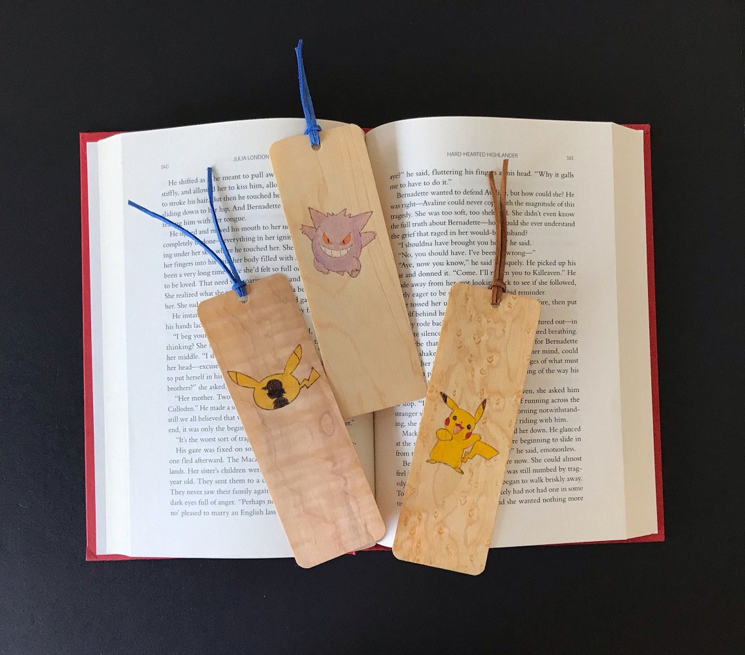 Pokemon Bookmark | Handmade Burned Wood Bookmark | Pikachu | Eevee ...