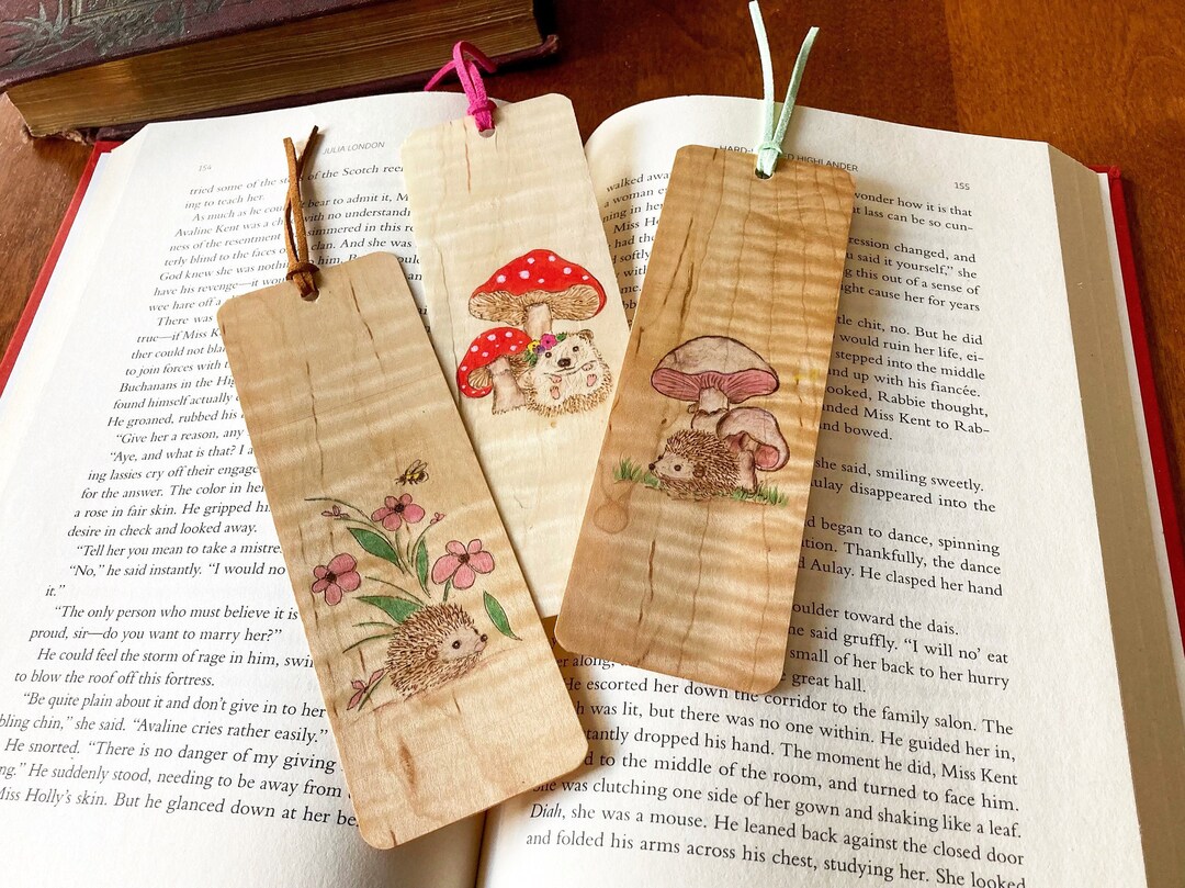 Hedgehog Bookmarks | Handmade Wood Bookmark | Cute Hedgehog Art ...