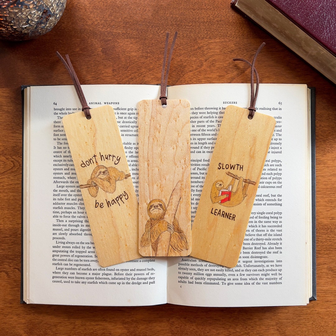 Sloth Bookmark | Handmade Wood Burned Bookmark | Sloth Art | Cute Sloth ...