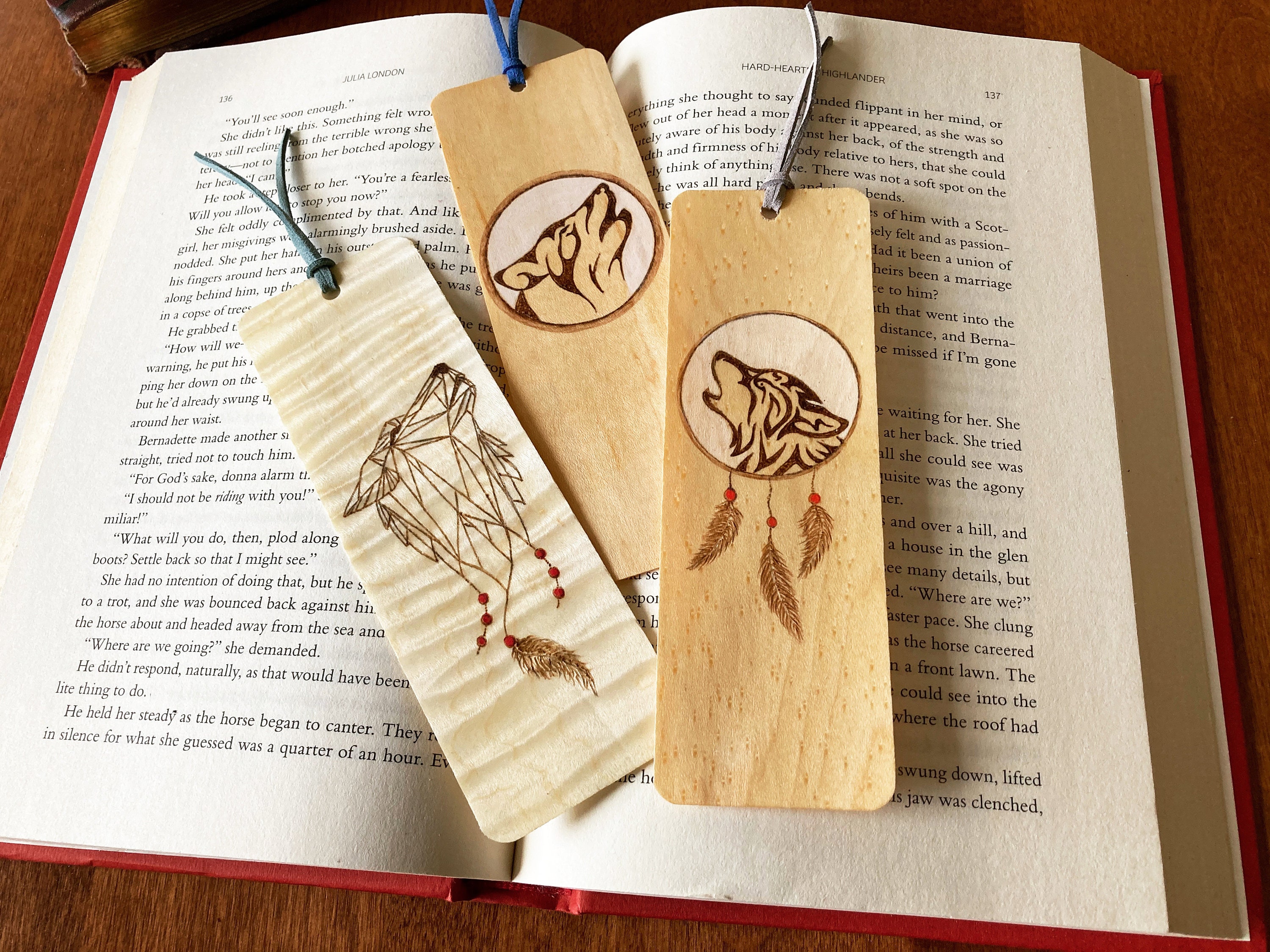 Wolf Bookmarks Handmade Wood Bookmark Wolf Art Howling | Etsy