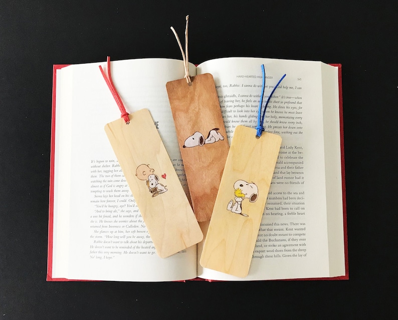 Charlie Brown and Snoopy Bookmarks Handmade Burned Wood - Etsy