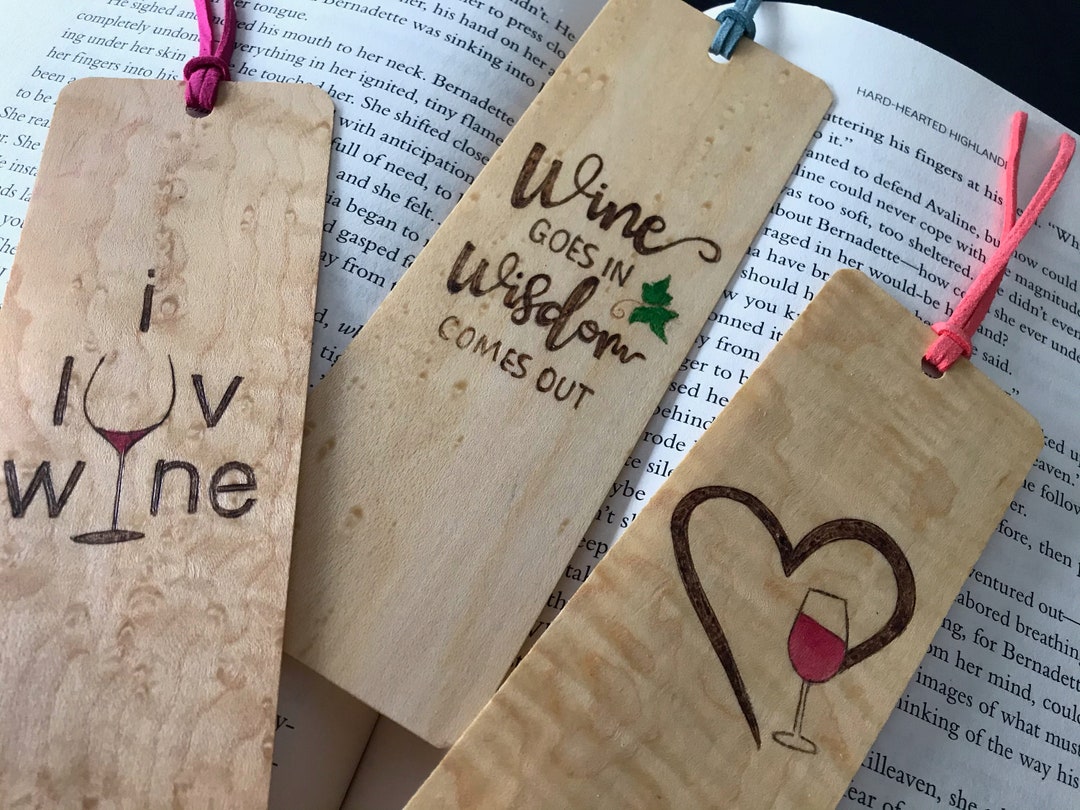 Wine Lovers Bookmark | Handmade Burned Wood Bookmark | Funny Wine ...