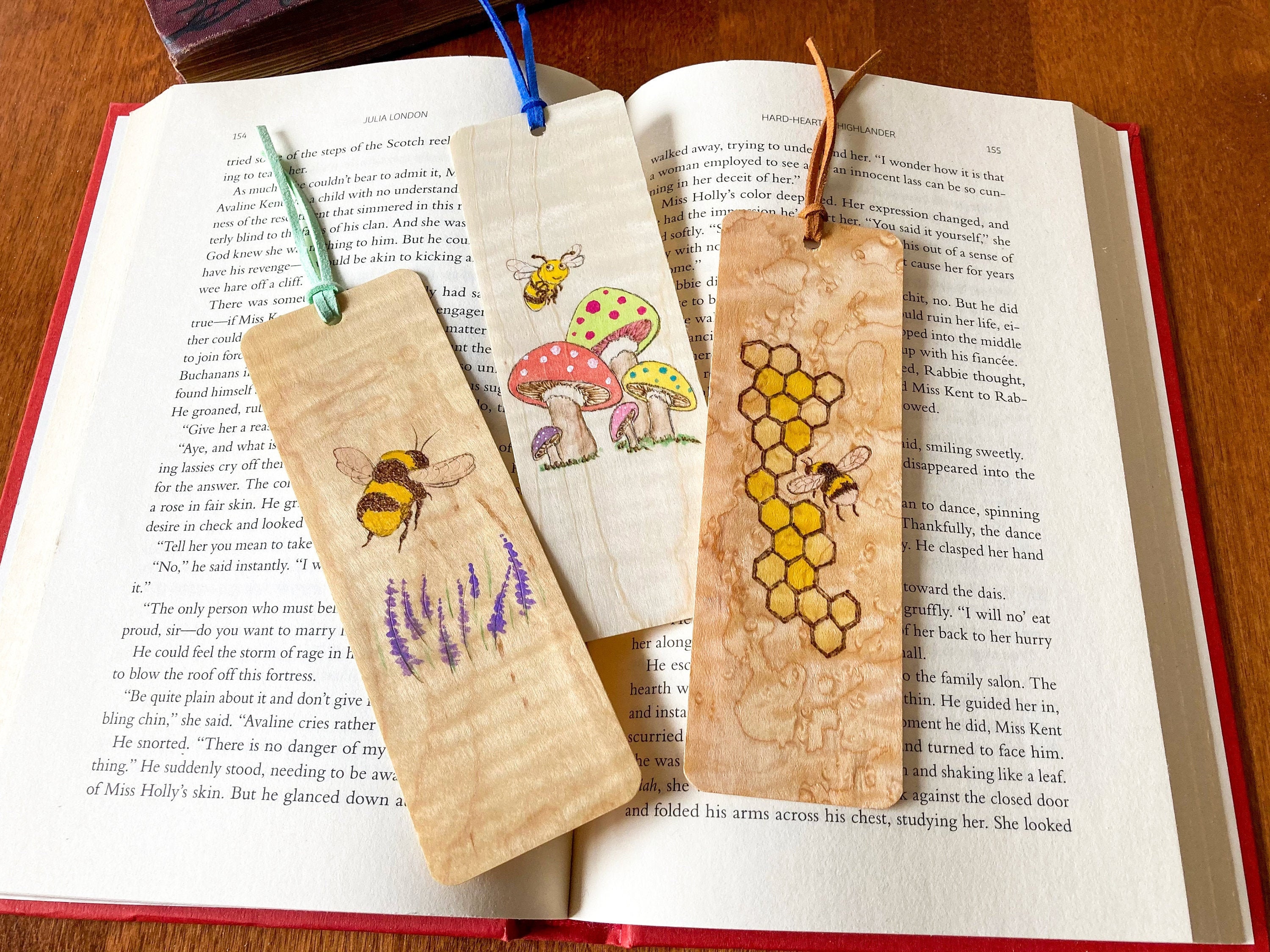 Bumble Bee Bookmarks Handmade Wood Bookmark Cute Bumble - Etsy Denmark