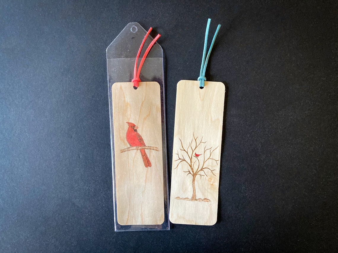 Cardinal Bird Bookmark Handmade Wood Bookmark Cardinal Art | Etsy