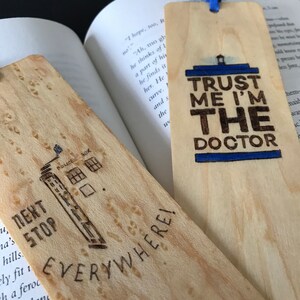 Doctor Who Bookmark | Handmade Burned Wood Bookmark | Trust Me I'm the ...