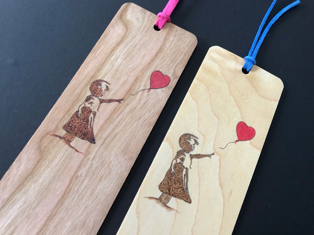 Girl With Balloon Banksy Bookmark | Handmade Burned Wood Bookmark - Etsy