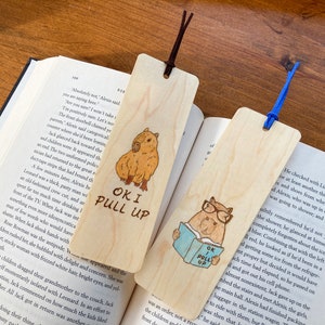 Capybara ok I Pull Up Handmade Wood Bookmark - Etsy