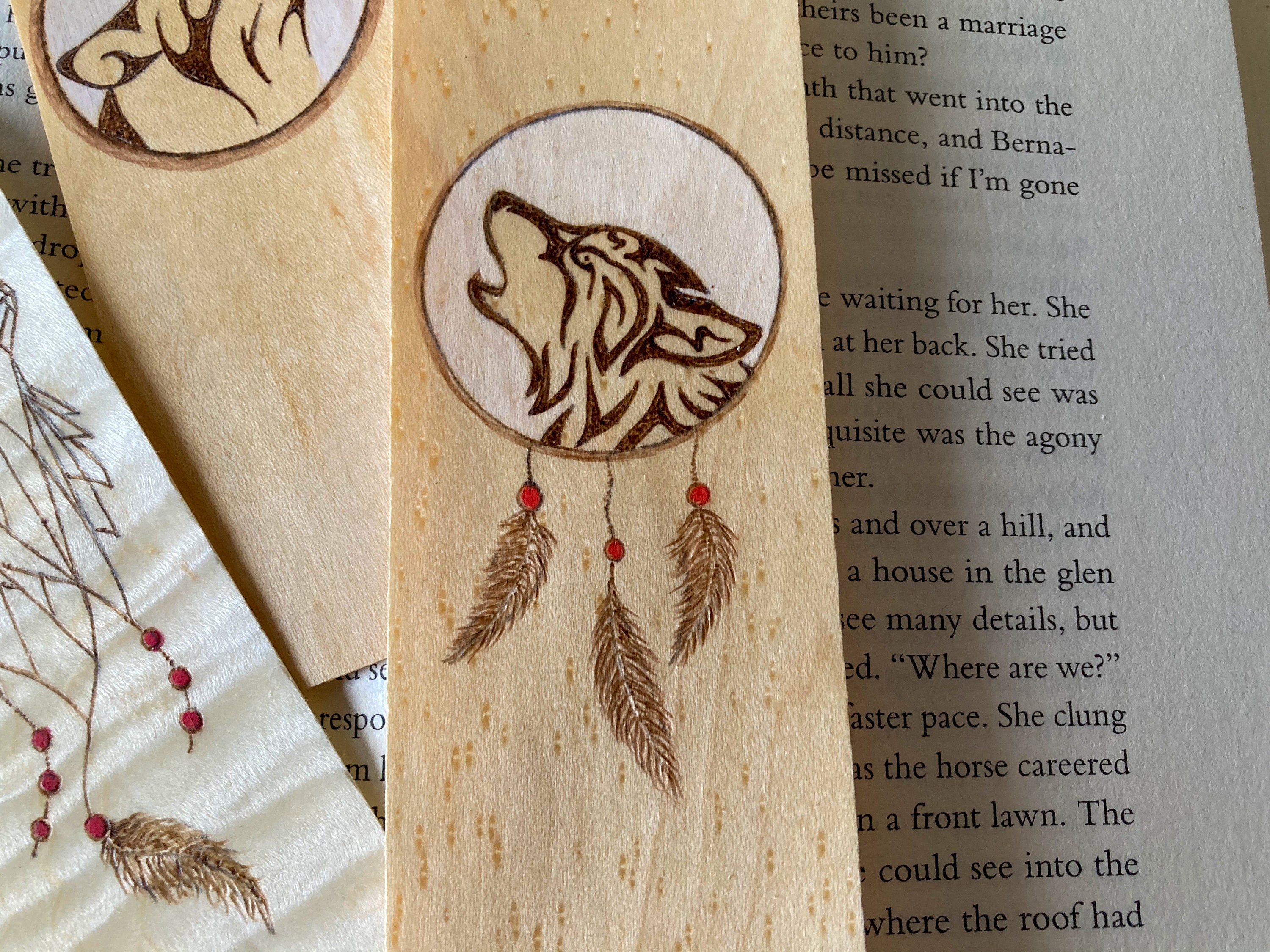 Wolf Bookmarks Handmade Wood Bookmark Wolf Art Howling | Etsy