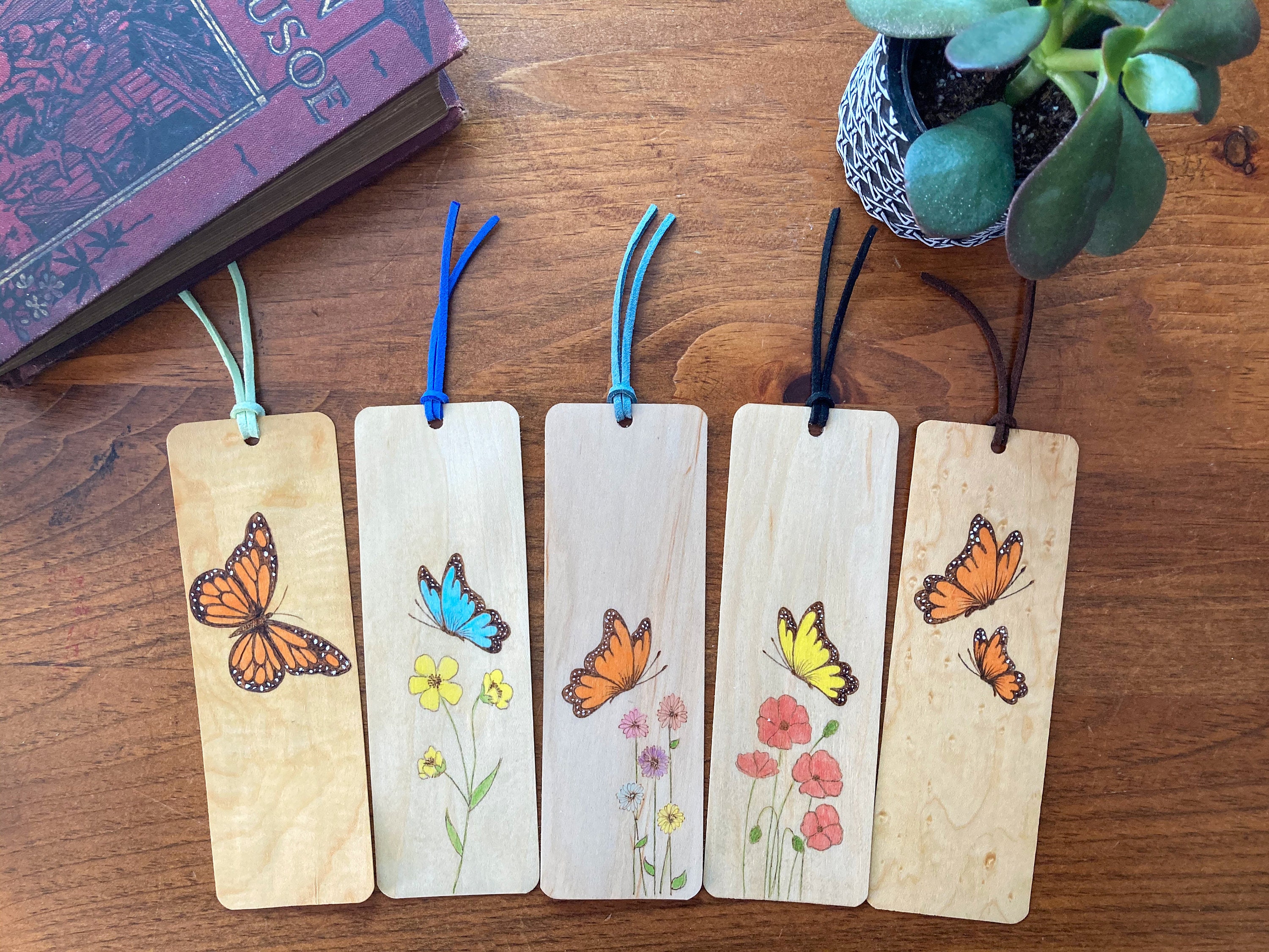 Butterfly Bookmark Handmade Wood Bookmark Butterfly Art | Etsy