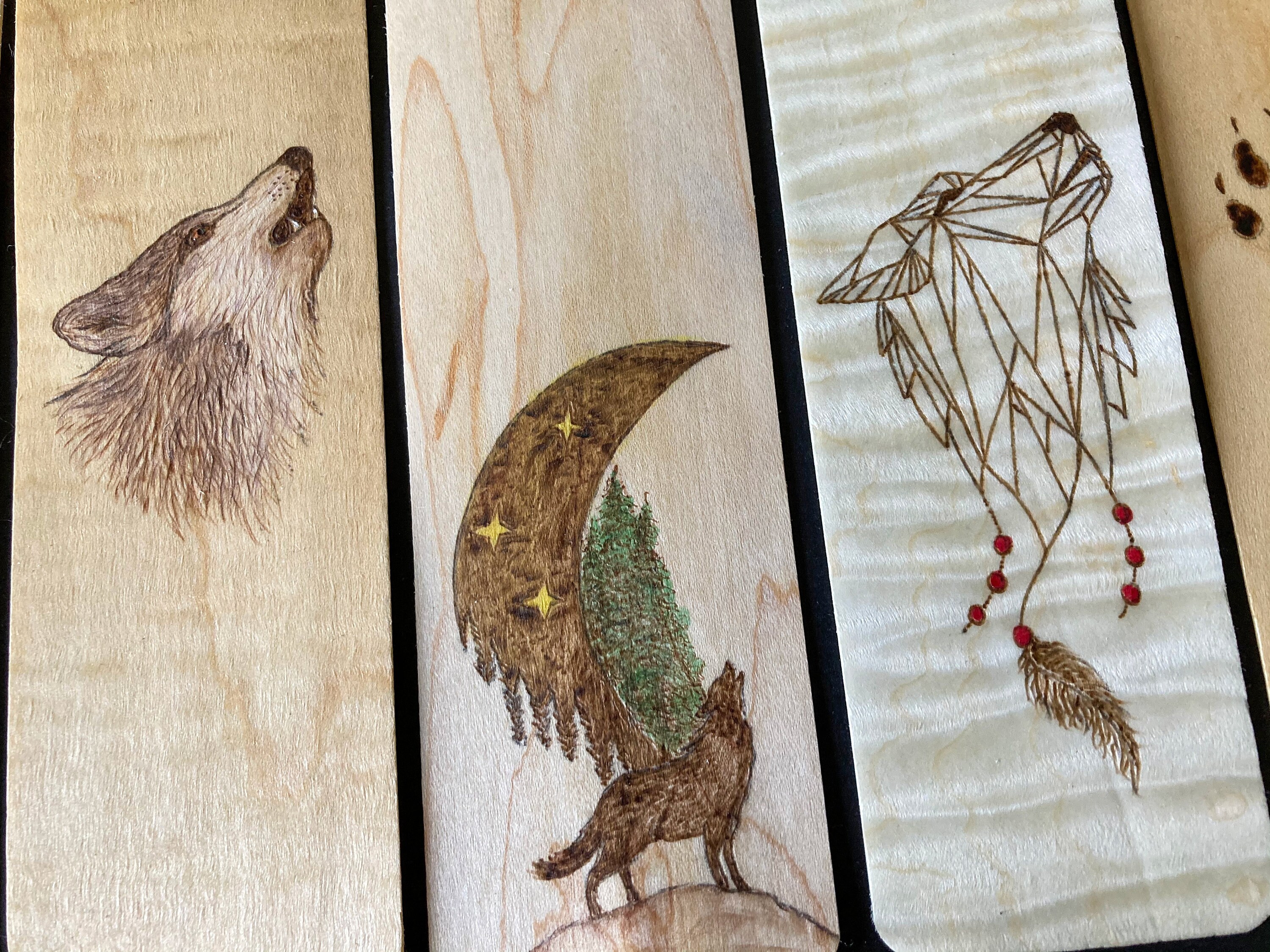 Wolf Bookmarks Handmade Wood Bookmark Wolf Art Howling | Etsy