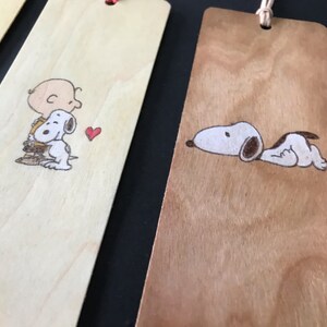 Charlie Brown and Snoopy Bookmarks | Handmade Burned Wood Bookmark ...