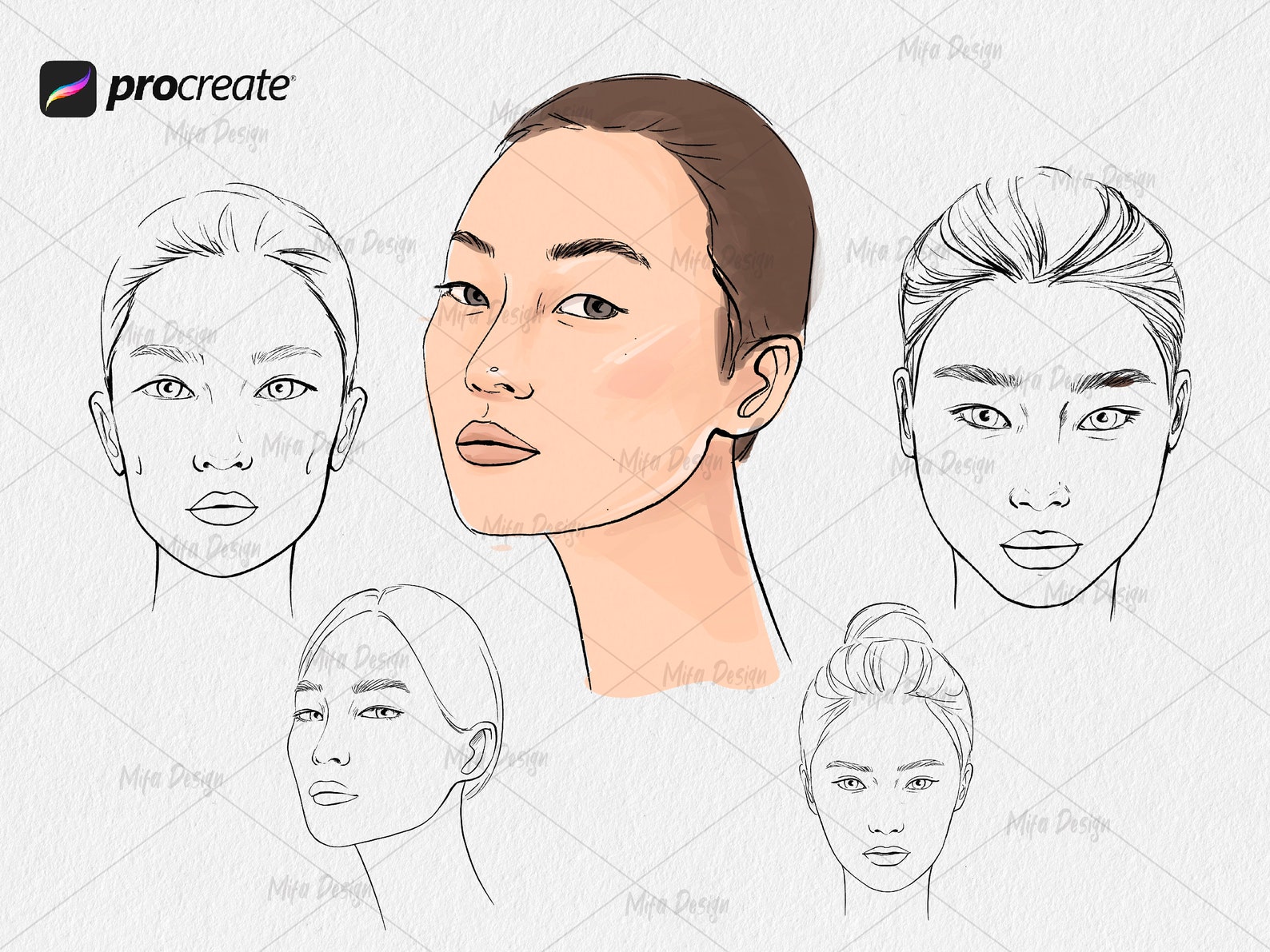 15 Procreate Face Brushes Stamps Face Shape Brushes Portrait - Etsy